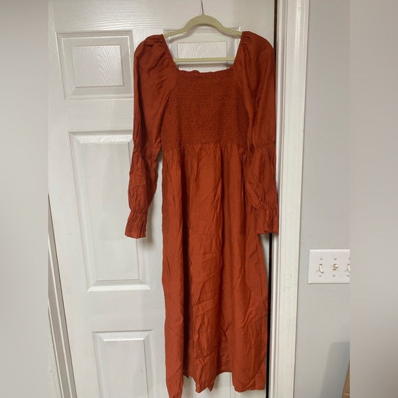 SHEIN | Dresses | Shein Curve Long Scrunch Top Dress In Rust Size Xl ...